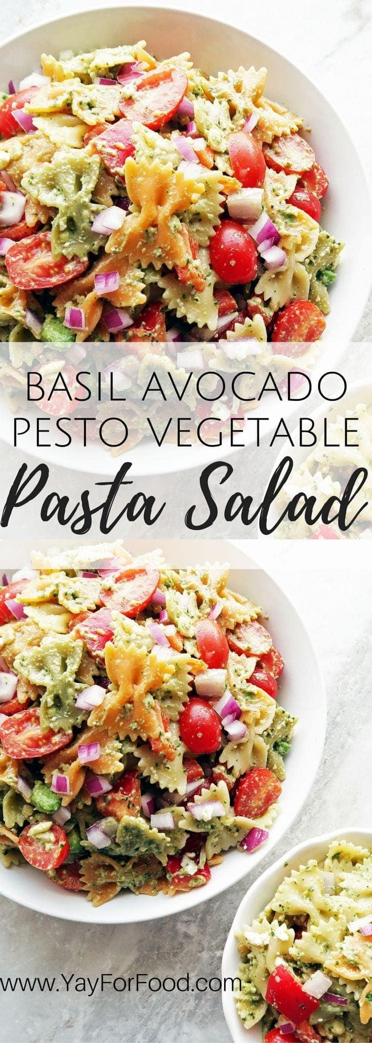Basil Avocado Pesto Vegetable Pasta Salad - Yay! For Food