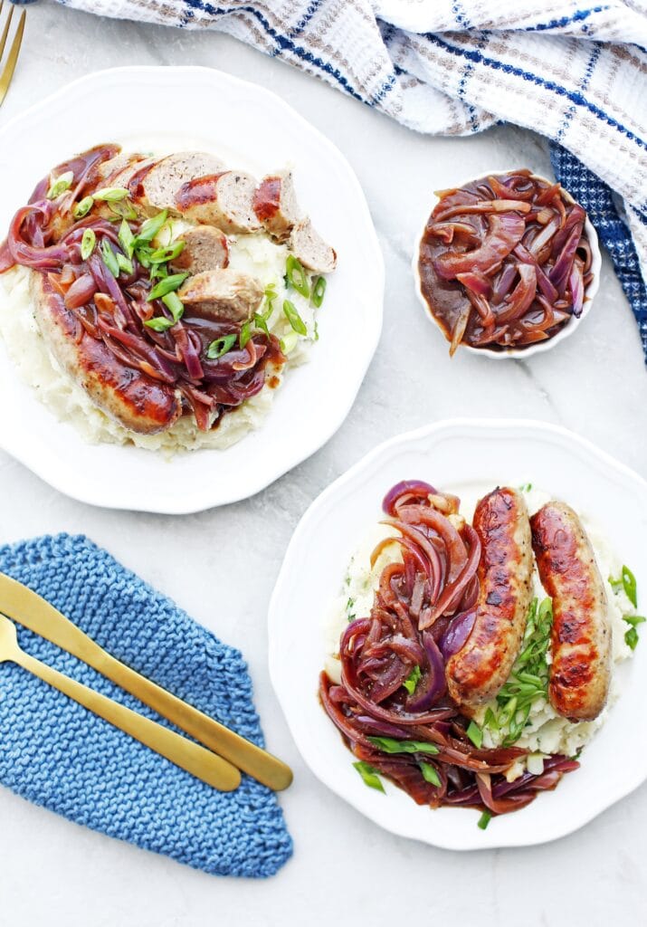 Instant Pot Bangers and Mash with Onion Gravy - Yay! For Food