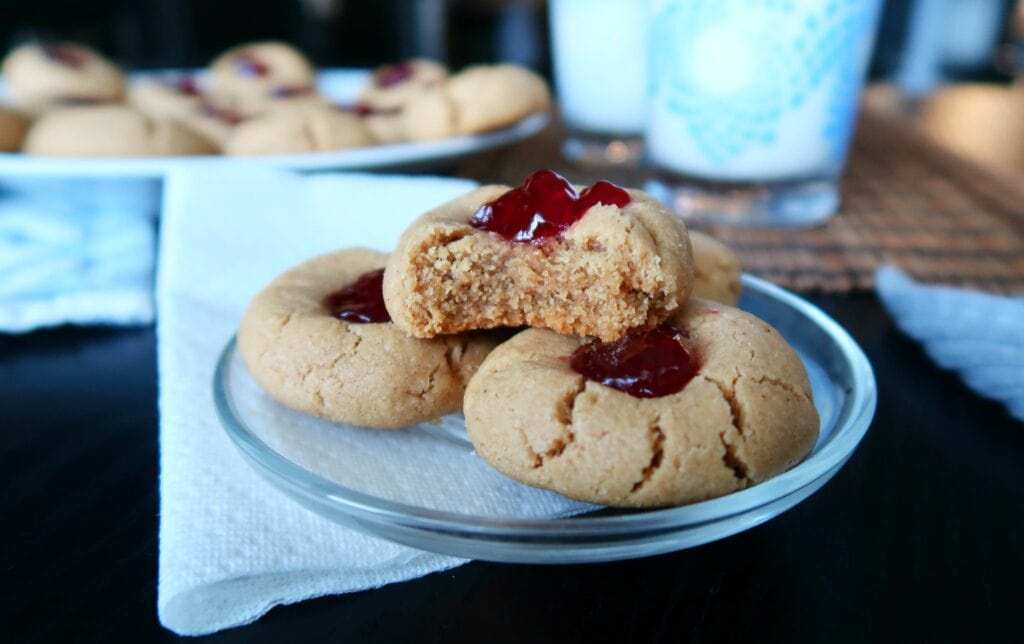 Peanut Butter and Jelly Thumbprint Cookies - Yay! For Food