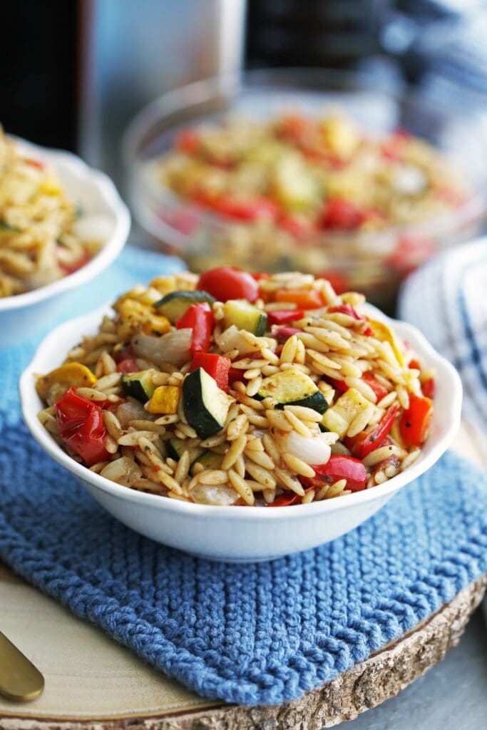 Roasted Vegetable Orzo Pasta Salad with Dijon-Balsamic Vinaigrette ...