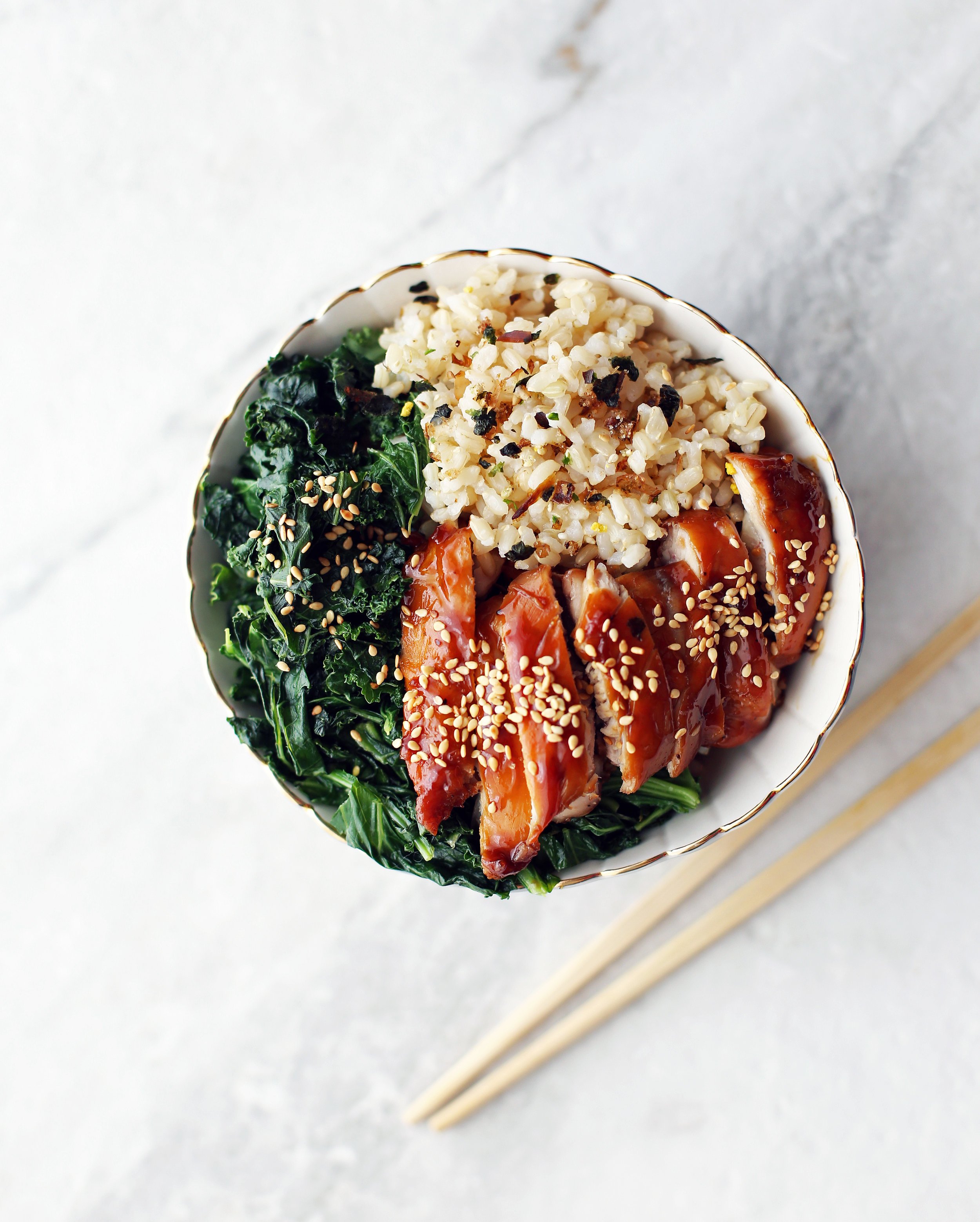 Teriyaki Chicken Rice Bowls with Garlicky Kale - Yay! For Food Teriyaki Chicken Rice Bowls with Garlicky Kale - Yay! For Food